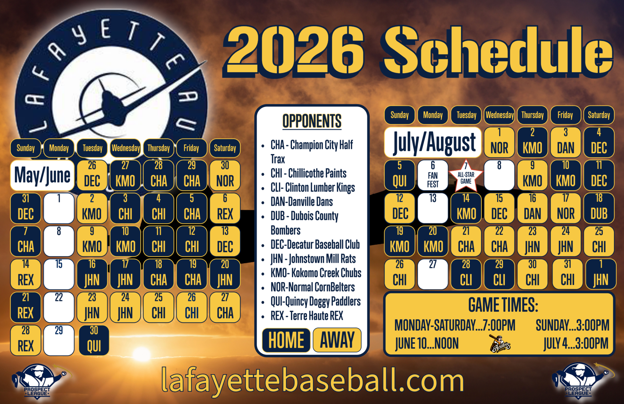 Schedule - Lafayette Aviators